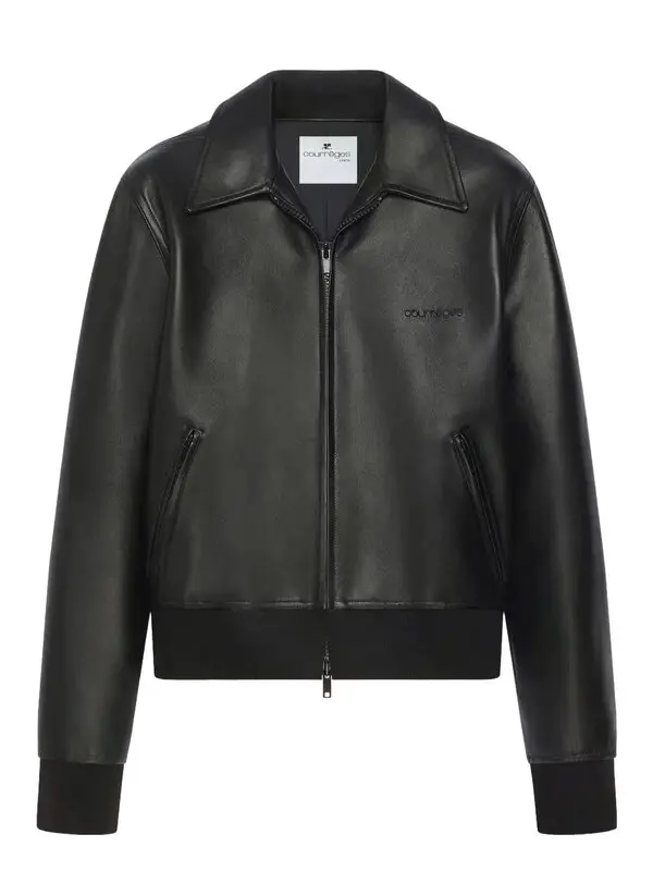 COURREGES Zip-up Leather Jacket - Black