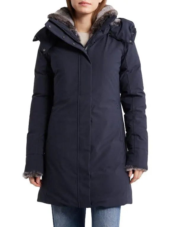 SAVE THE DUCK Samantah Faux-fur Lined Water-resistant Hooded Parka - Blue Black