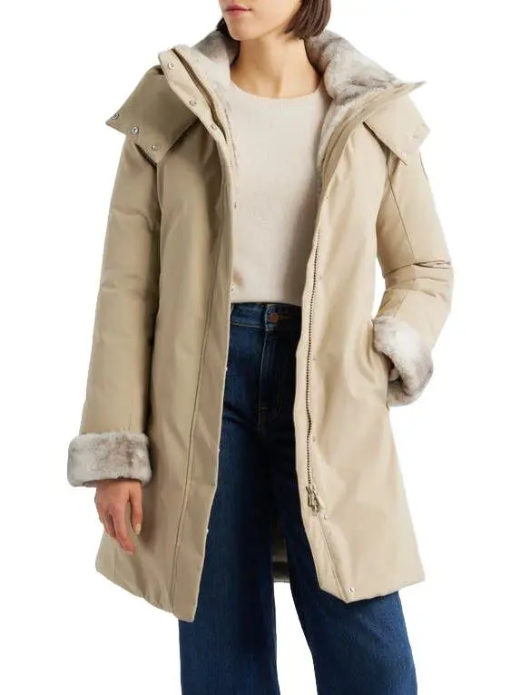SAVE THE DUCK Samantah Faux-fur Lined Water-resistant Hooded Parka - Stone Beige