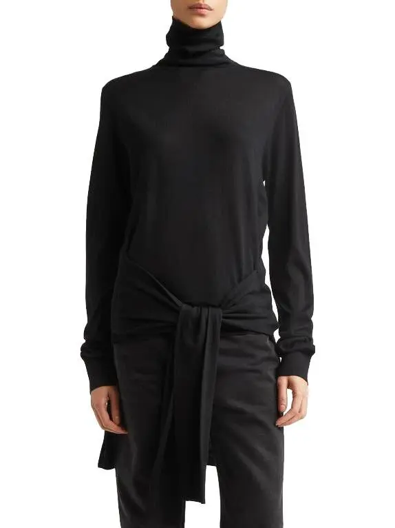 TOTEME Double Sleeve Wool & Silk Turtleneck Sweater - Black