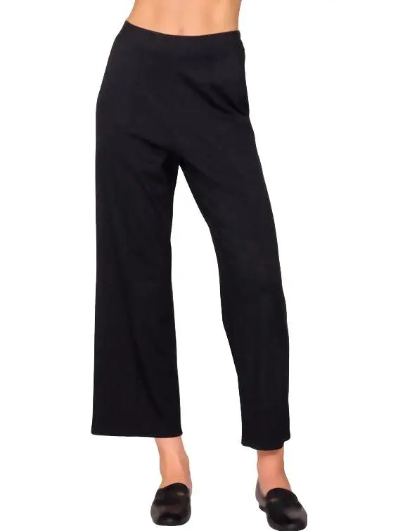 MELLODAY Knit Pintuck Ankle Pants - Black
