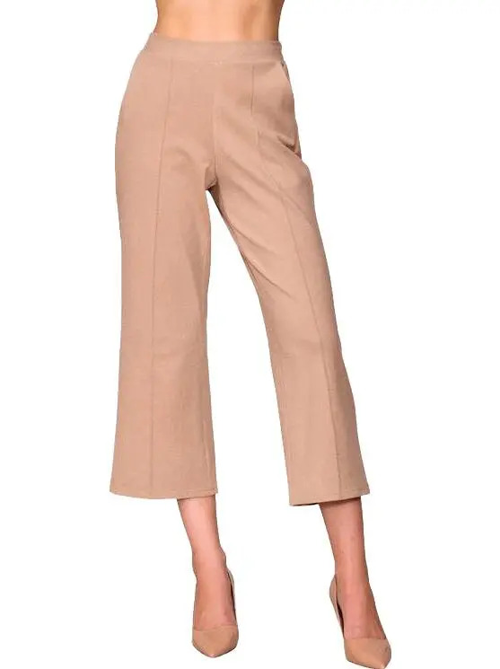 MELLODAY Knit Pintuck Ankle Pants - H Mocha