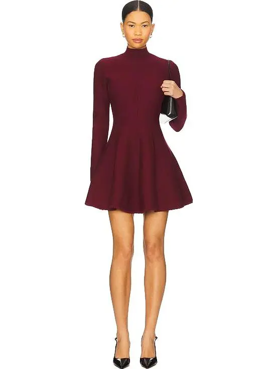 FLEUR DU MAL Long Sleeve Flared Corset Dress - Red