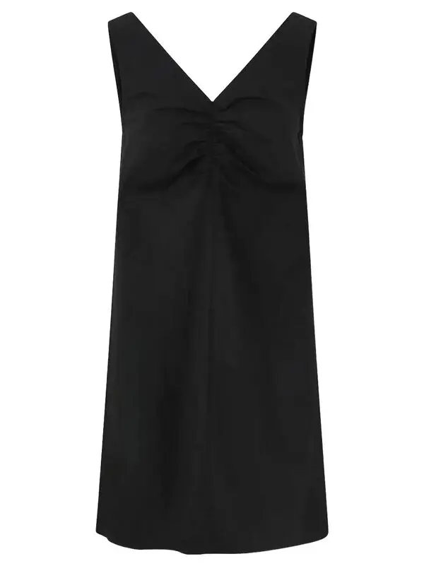 LA PISCINE Ruched V-neck Dress - Black