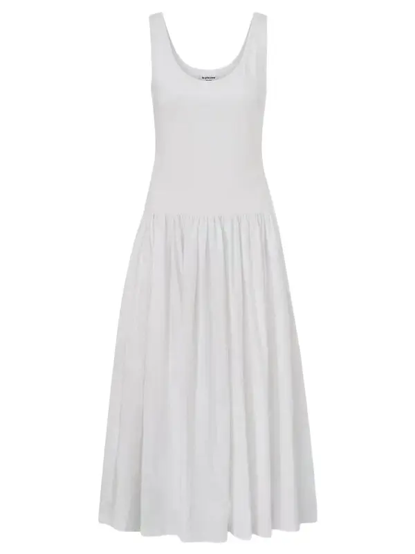 LA PISCINE Gathered Midi Dress - White