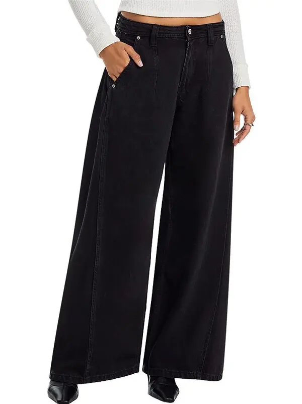 Free People Block Party Pleated Wide Leg Pants - Street Light