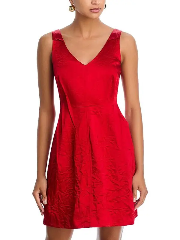 JASON WU Crushed Satin V-neck Dress - Red
