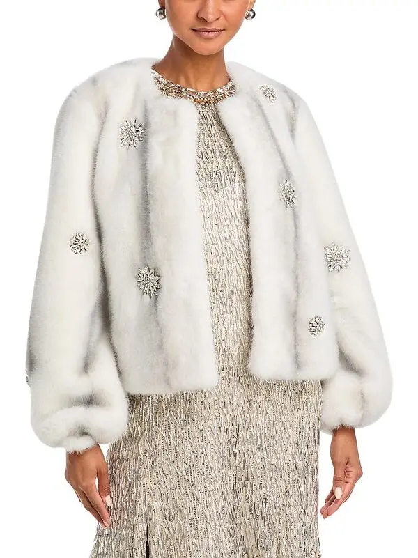 Cinq À Sept Benson Faux Fur Coat - Ivory/clear