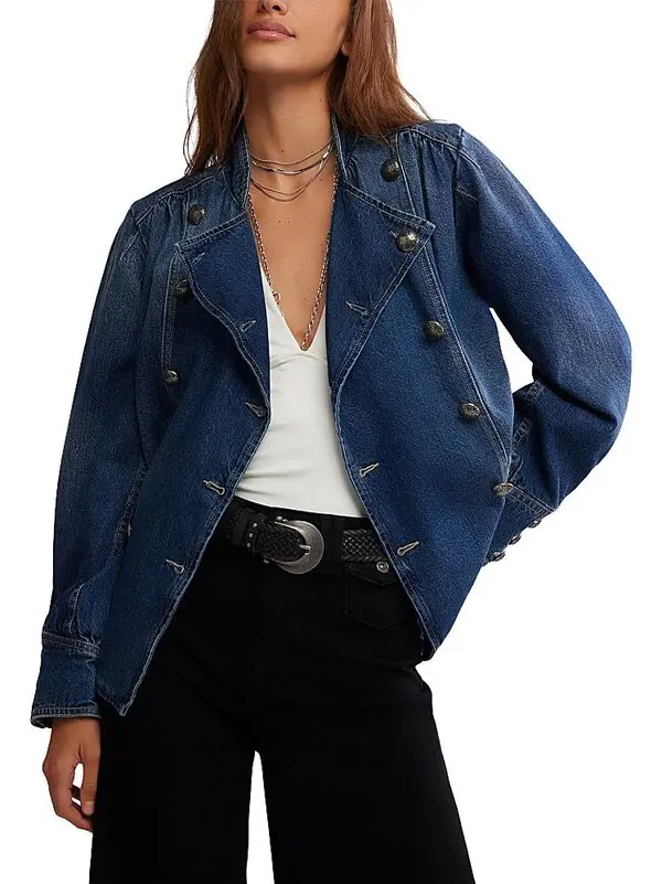 Free People Imogene Denim Officer Jacket - Ensign Wash