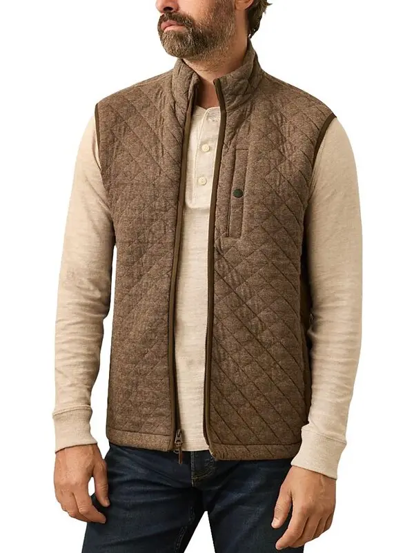 Faherty Brand Quilted Fleece Vest - Mountain Branch Heather