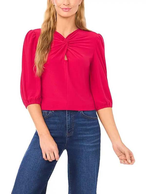CECE DUPRAZ Twist Keyhole Top - Rose Cerise