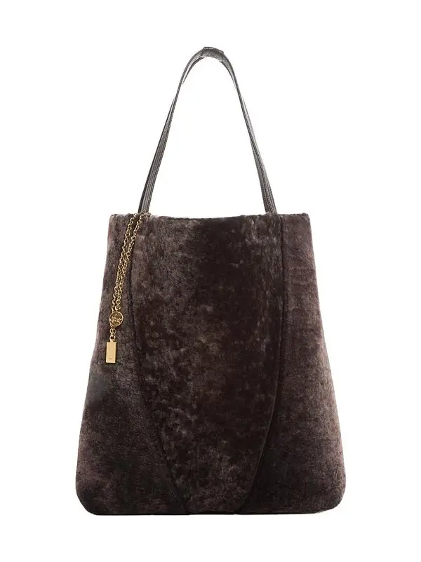 Chloé Spin Large Shearling Tote - Kohl Brown