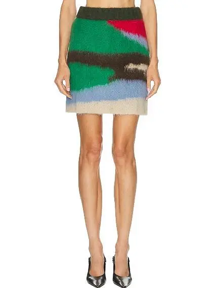 THE ELDER STATESMAN Topo Jacquard Knit Skirt - Multi