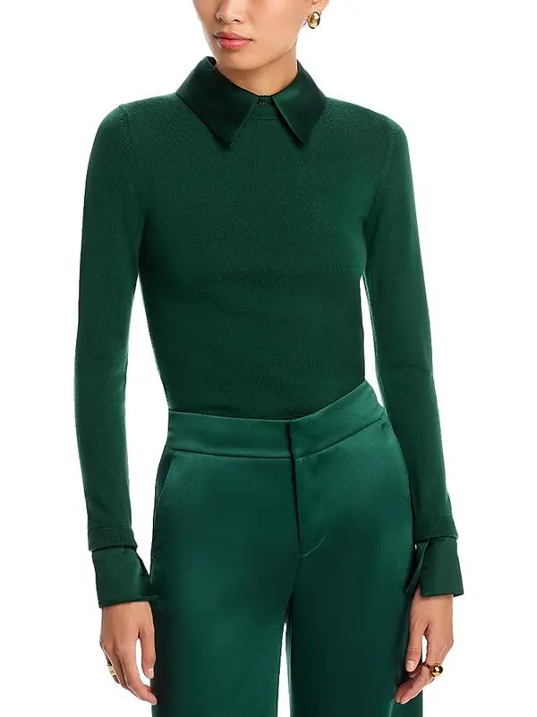 Alice + Olivia Porla Layered Look Sweater - Green Mystique