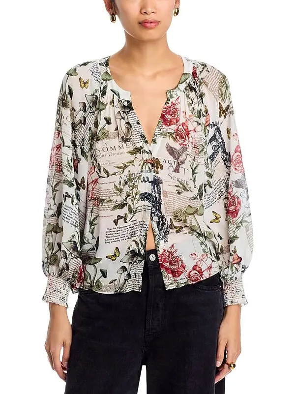 Alice + Olivia Thalia Button Front Blouse - Dreamscape Moon