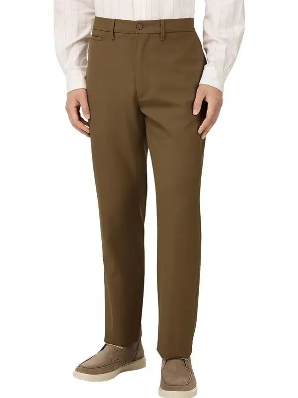 Boggi Milano Straight Fit Wool Blend Trousers - Hazelnut