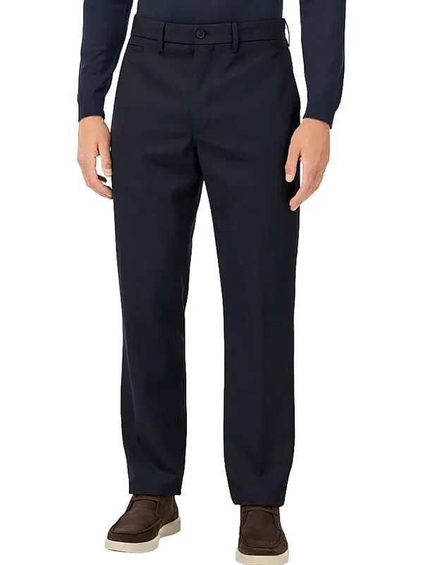 Boggi Milano Straight Fit Wool Blend Trousers - Navy Blue