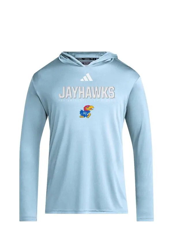 Adidas Kansas Jayhawks Players D4t Long Sleeve Hoodie - Team Light Blue / White / Multi