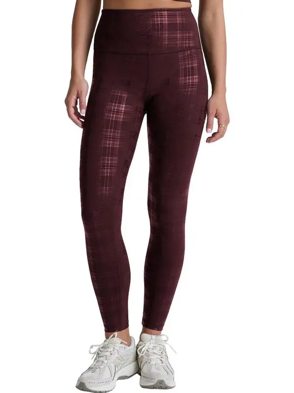 Beyond Yoga High Waist Midi Leggings - Plaid Foil Burgundy