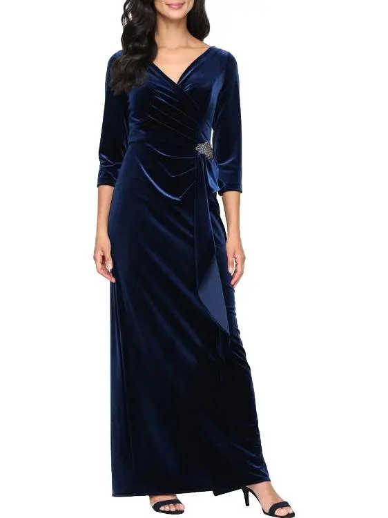 Alex Evenings Embellished Stretch Velvet Gown - Imperial