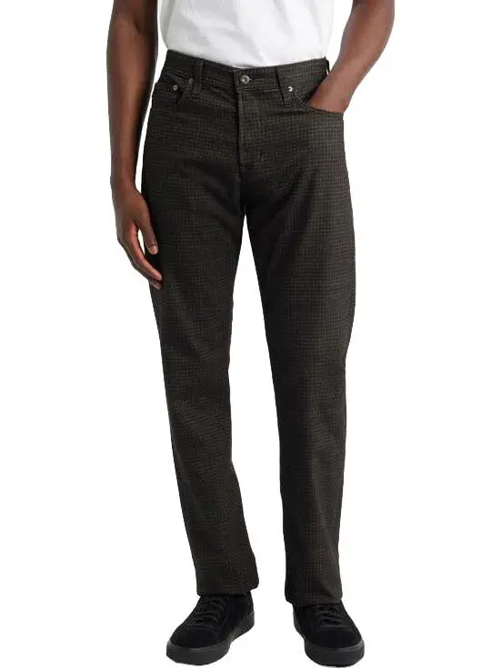 Ag Everett Houndstooth Slim Straight Leg Pants - Textured Houndstooth Black