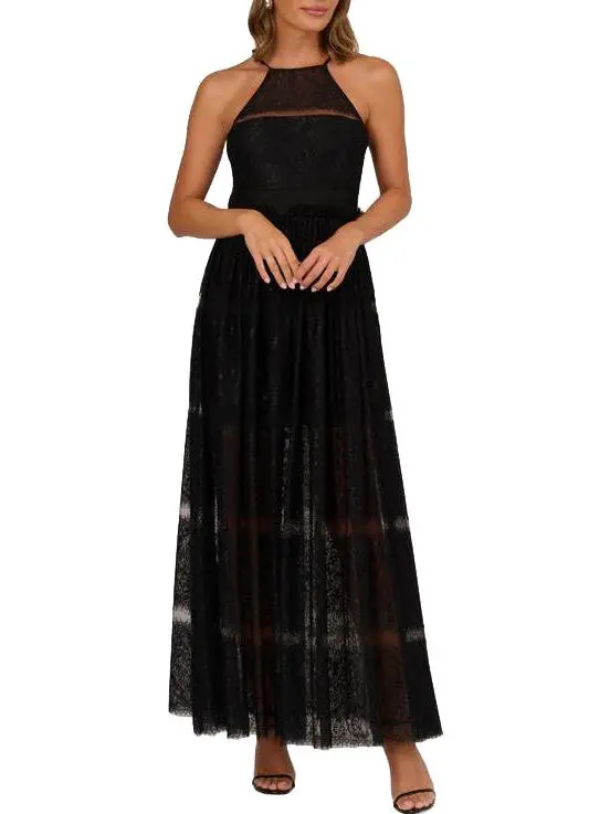 Adrianna Papell Mixed Lace A-line Gown - Black