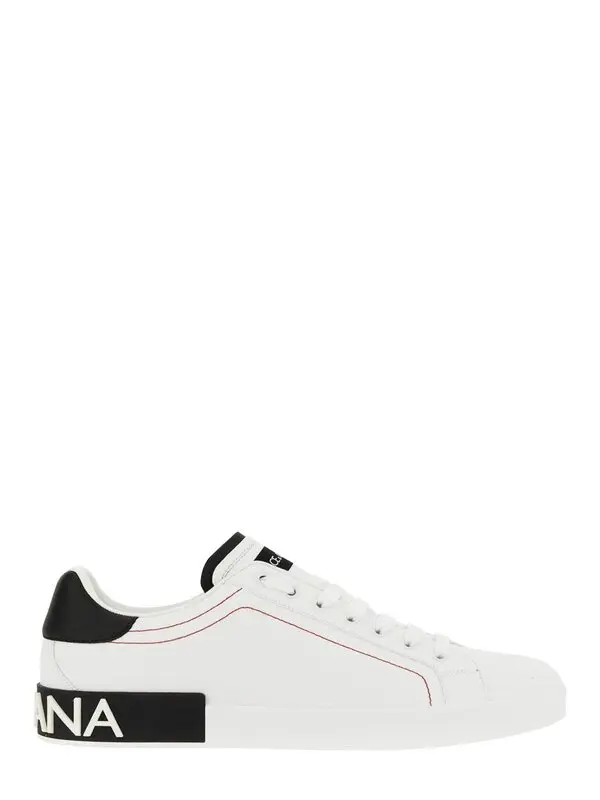 Dolce & Gabbana Portofino Leather Sneakers - White