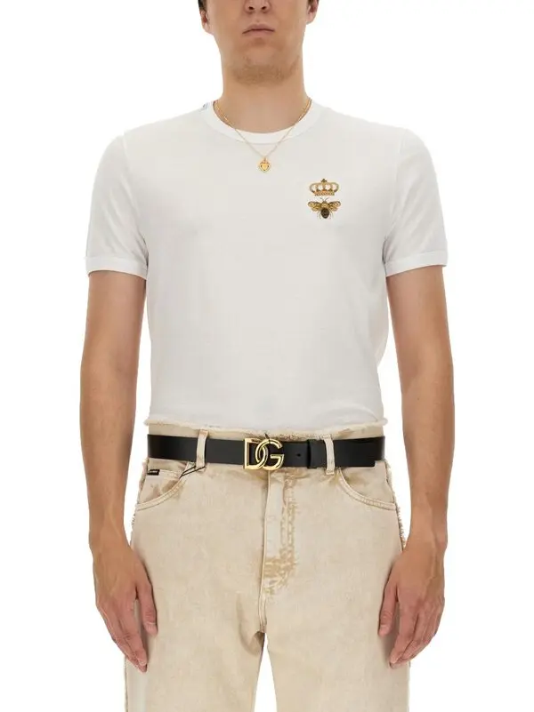 Dolce & Gabbana Bee And Crown Embroidered T-shirt - White