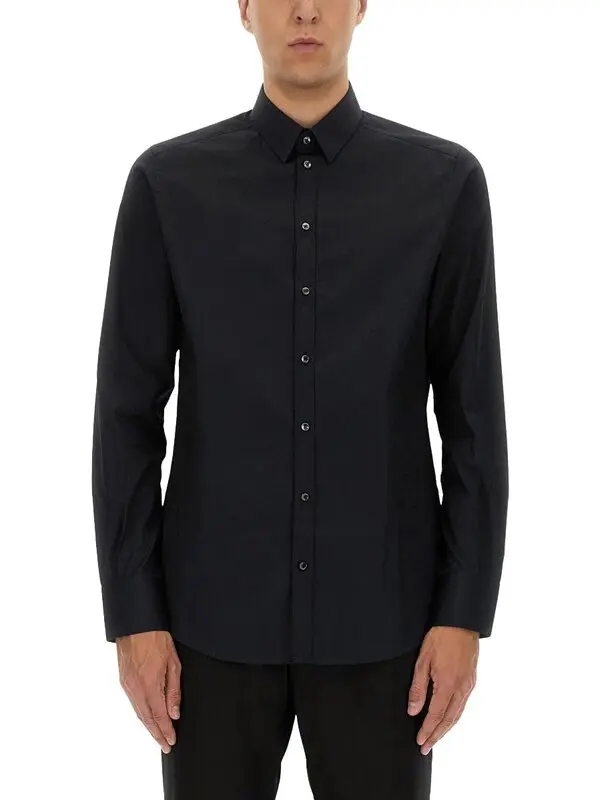 Dolce & Gabbana Slim Fit Cotton Shirt - Black