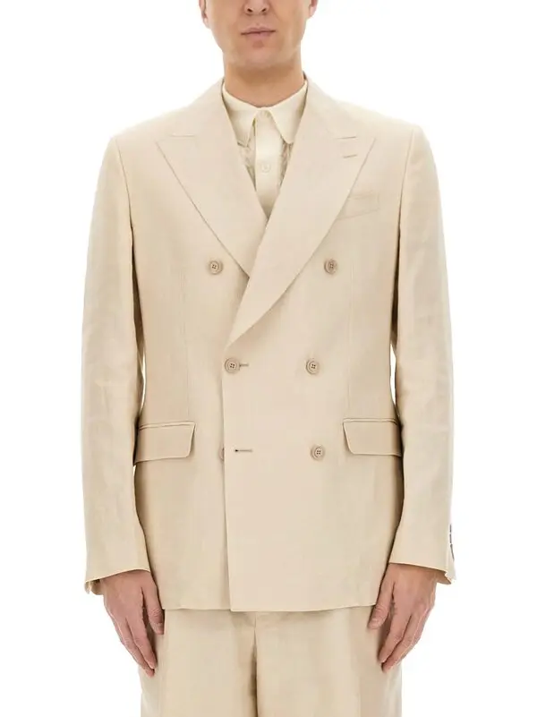 Dolce & Gabbana Double-breasted Linen Jacket - Beige