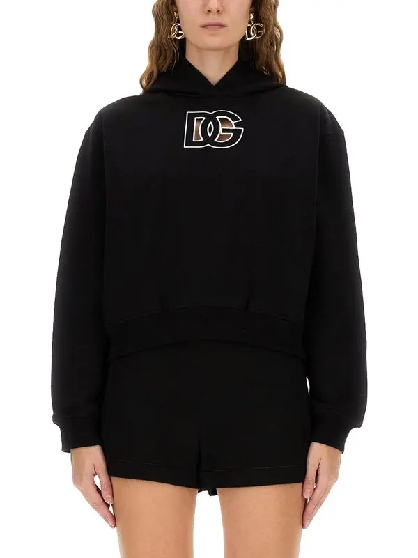 Dolce & Gabbana Sweatshirt With Dg Embroidery - Black