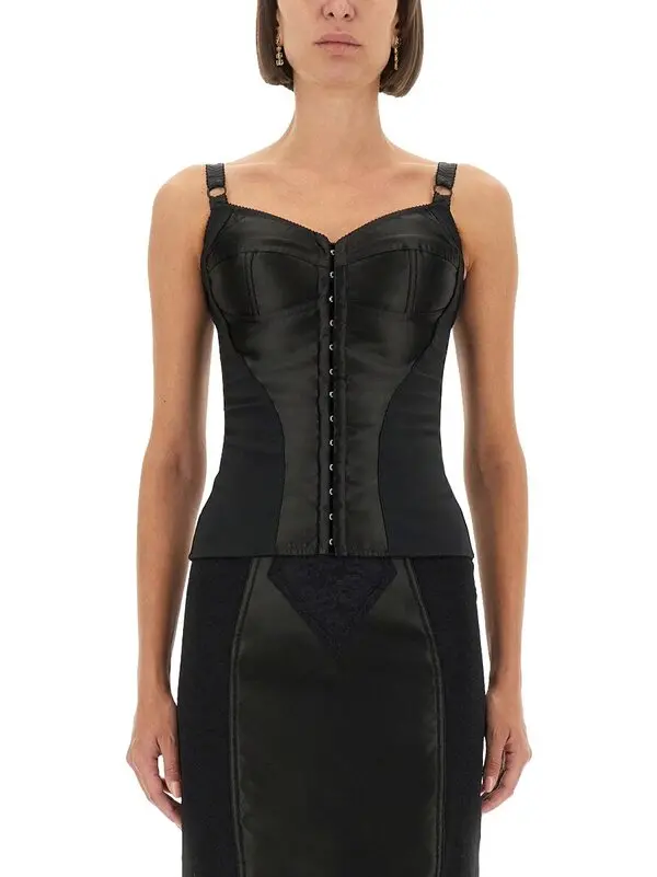 Dolce & Gabbana Satin Bustier Top - Black