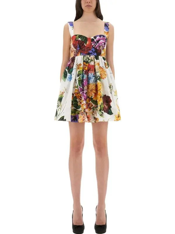 Dolce & Gabbana Bouquet Print Poplin Dress - Multicolour