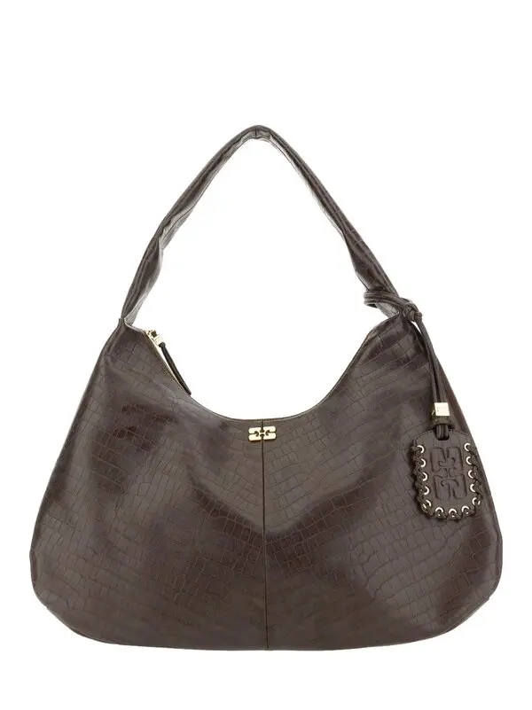 GANNI Hobo Bag Croco Xxl - Brown