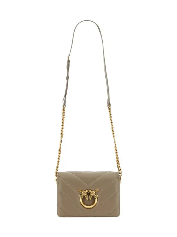 Pinko Click Mini 'love' Bag - Beige