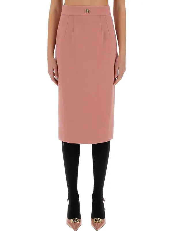 Dolce & Gabbana Dg Logo Longuette Pencil Skirt - Pink