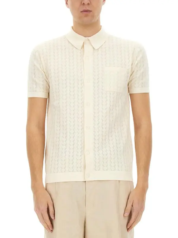 Dolce & Gabbana Perforated Cotton Knit Shirt - White