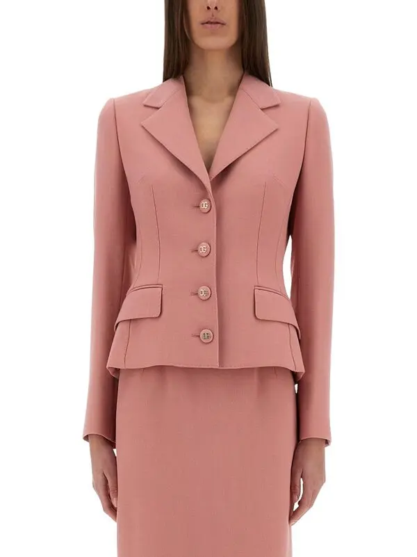 Dolce & Gabbana Single-breasted Virgin Wool Jacket - Pink