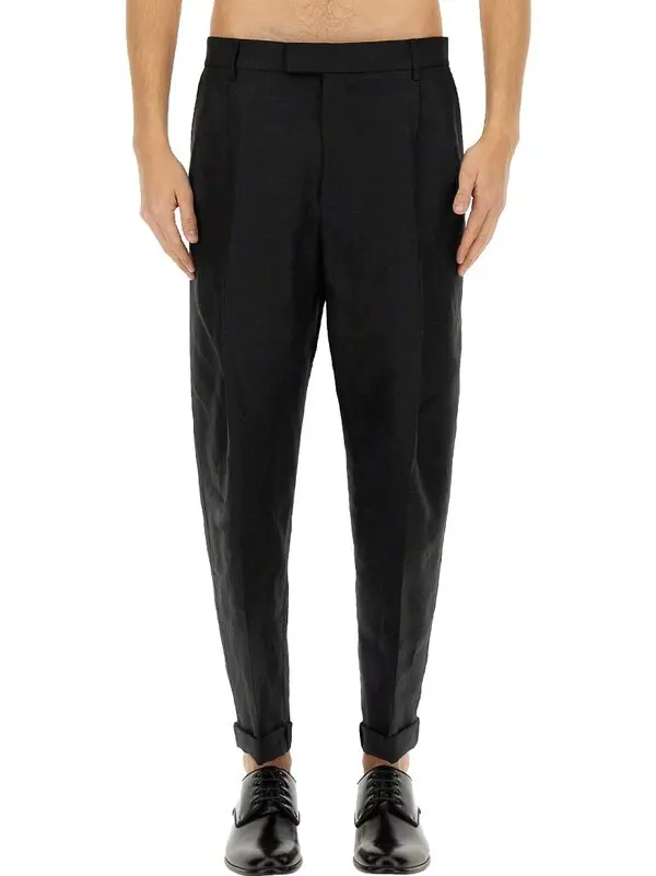 Dolce & Gabbana Linen Canvas Pants - Black