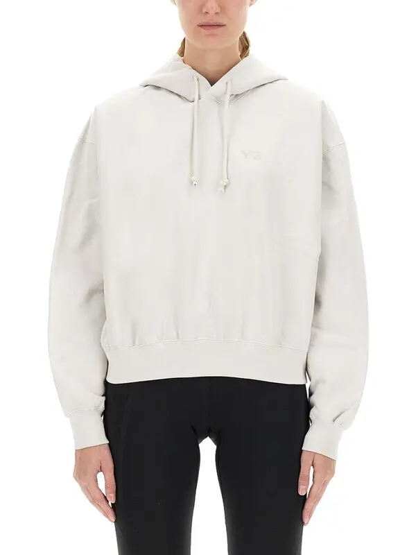 Y3 Hooded Sweatshirt With Logo - White
