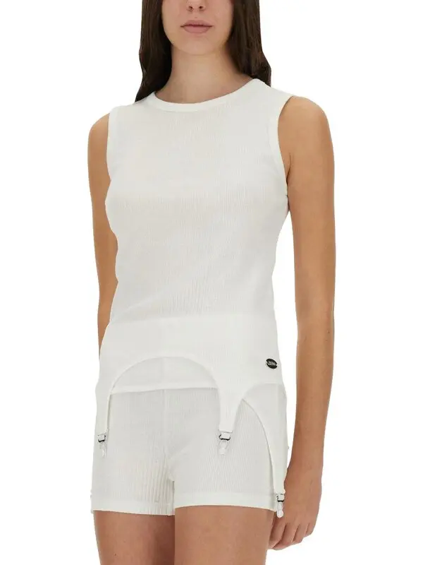 JEAN PAUL GAULTIER Top With Garter Detail - White