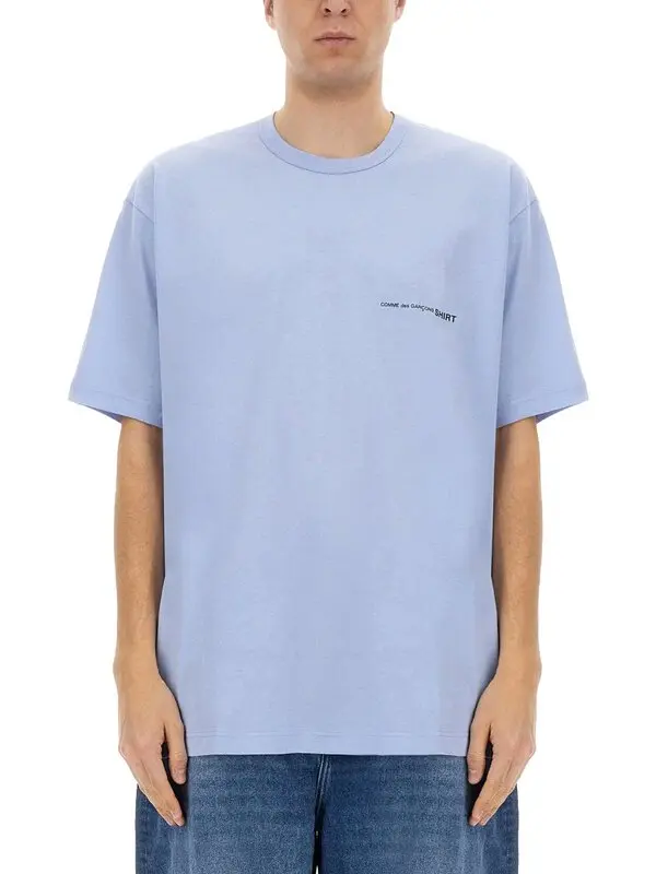 Comme Des Garçons T-shirt With Logo - Baby Blue