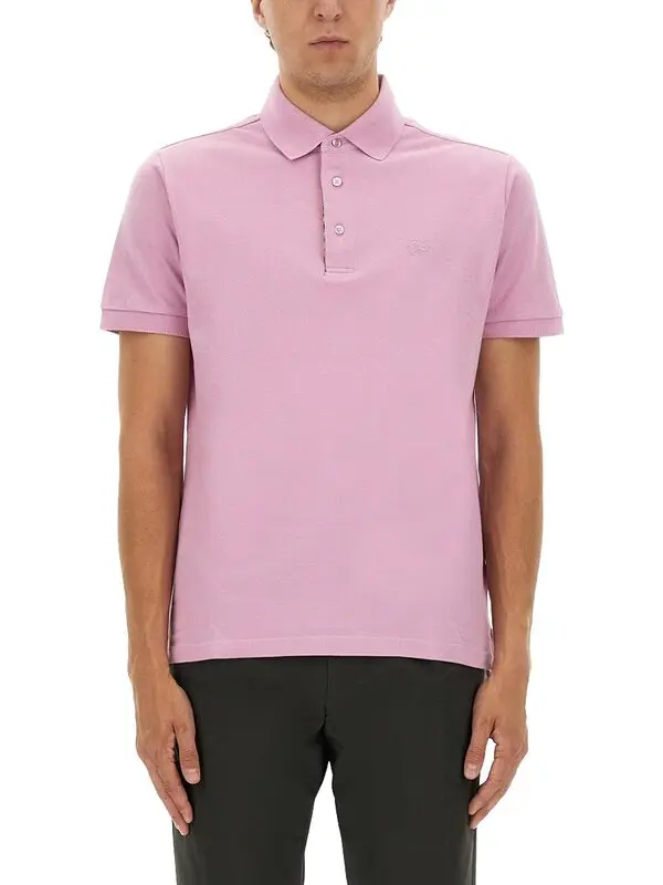 Etro Cotton Polo Shirt With Pegasus - Pink