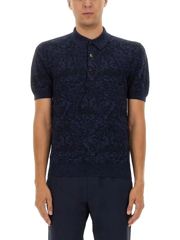 Etro Polo Shirt With Pegasus Embroidery - Blue