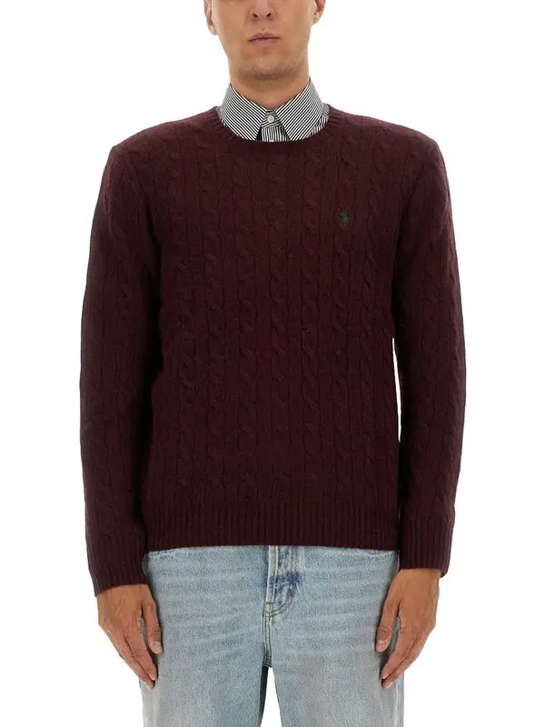 Polo Ralph Lauren Wool And Cashmere Cable Knit Sweater - Bordeaux