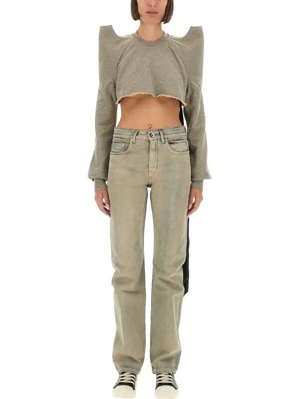 Rick Owens Cropped Tecsweat' Sweatshirt - Grey