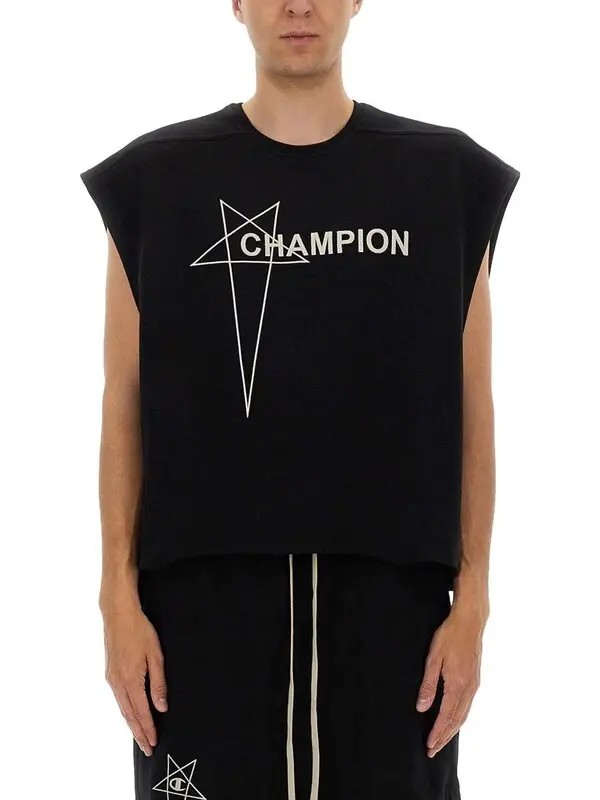CHAMPION X RICK OWENS Cropped Micro Tatlin T-shirt - Black