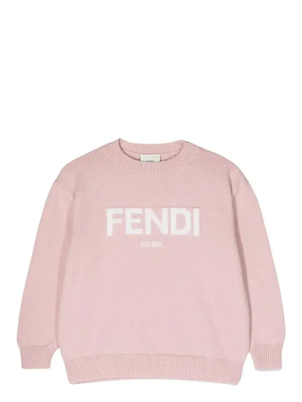 Fendi Pullover In Virgin Wool - Pink