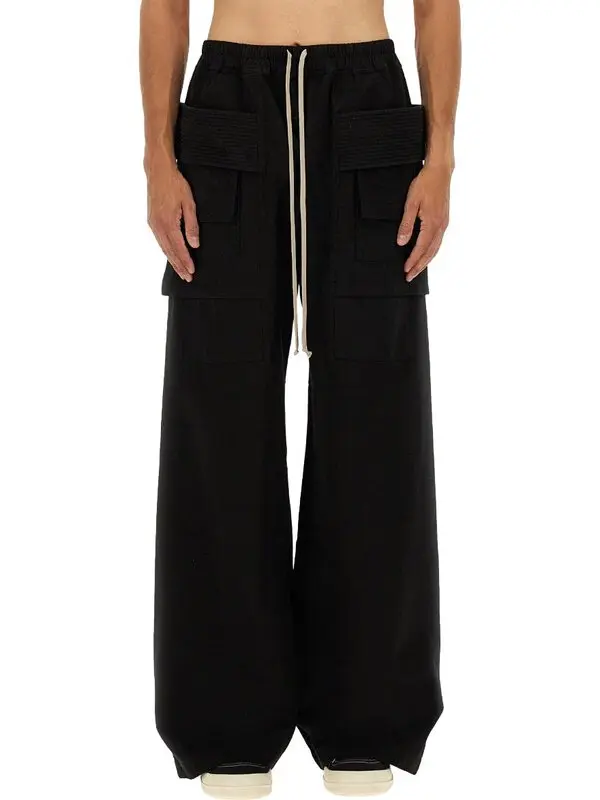 Rick Owens Cretch Wide Cargo Pants - Black