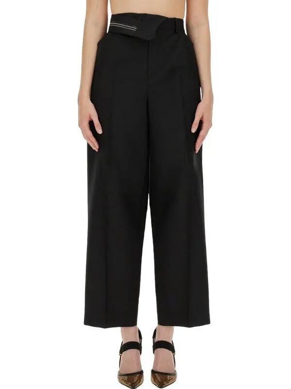 Fendi Carrot Fit Pants With Asymmetrical Waist - Black
